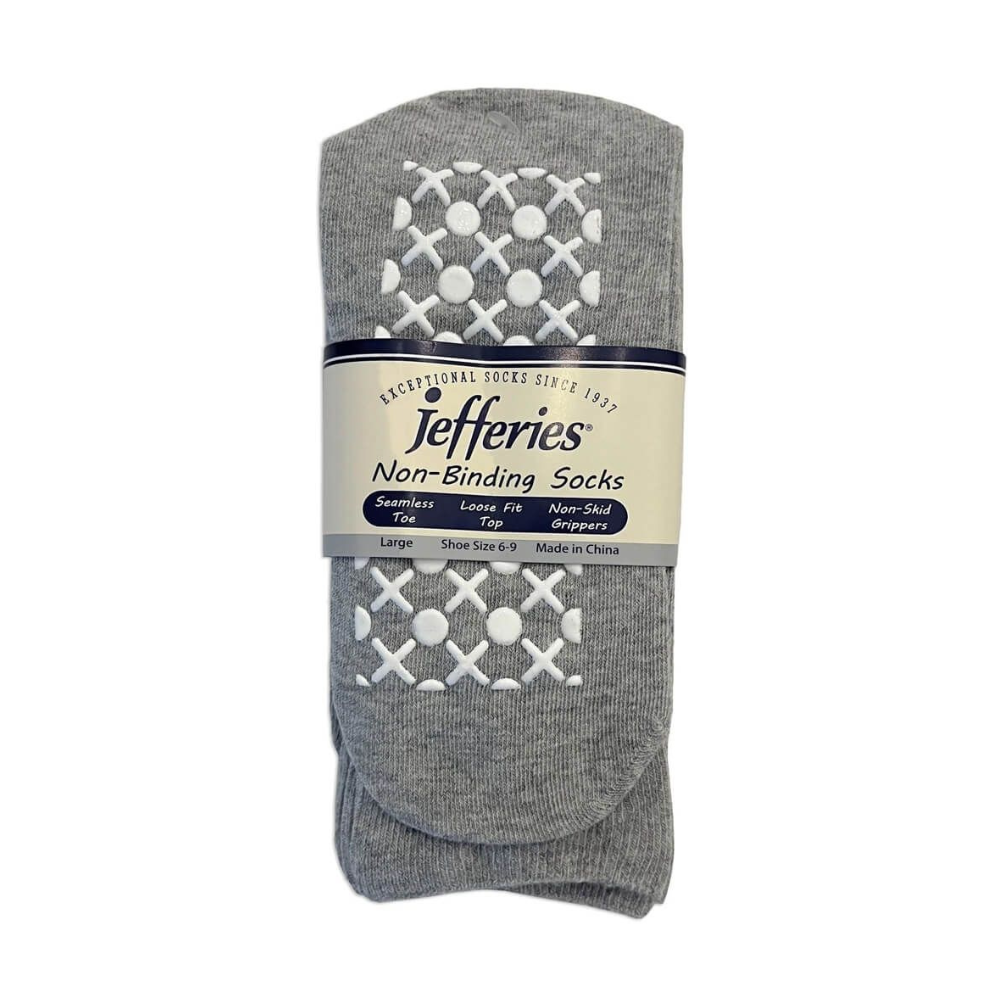 Jefferies Socks Smooth Toe Non-Skid Non-Binding Crew Grey Heater Socks ...