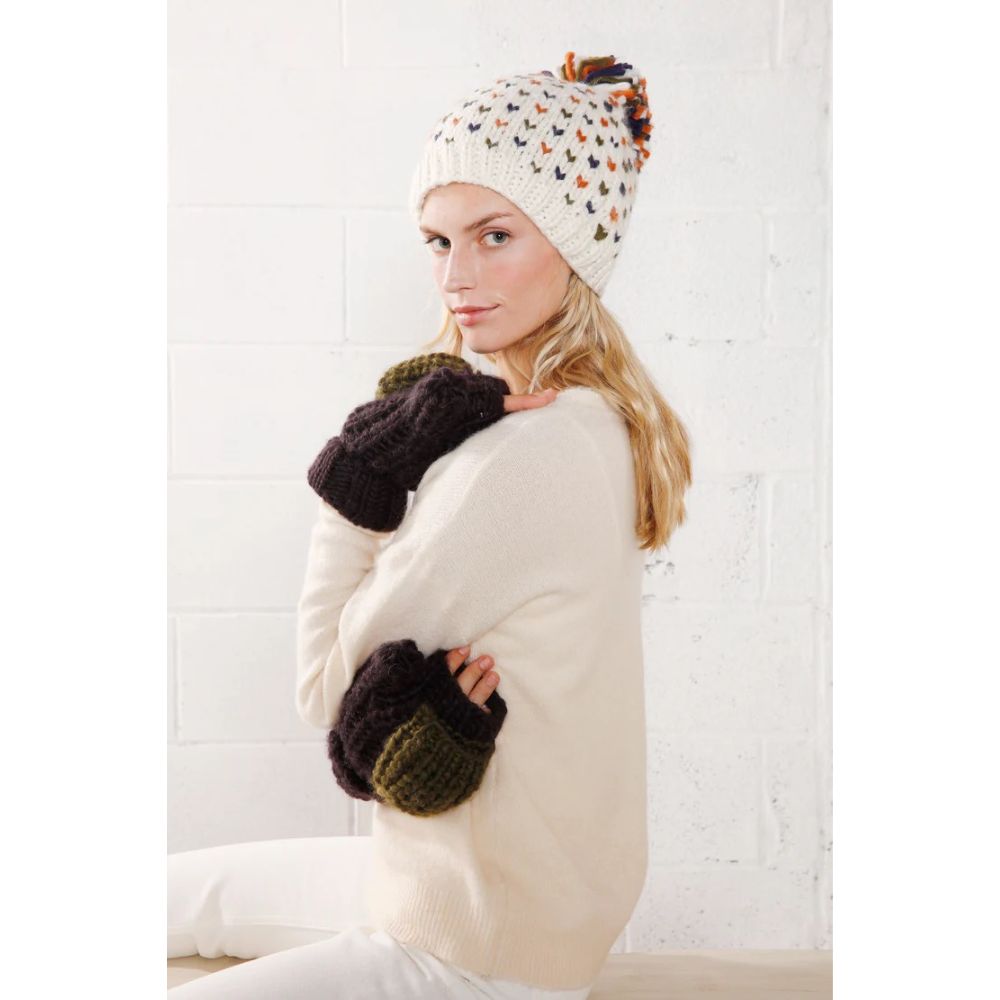 Look By M Multi Mini Heart Holiday Green Pompom Hat (Women's) | Mar-Lou ...