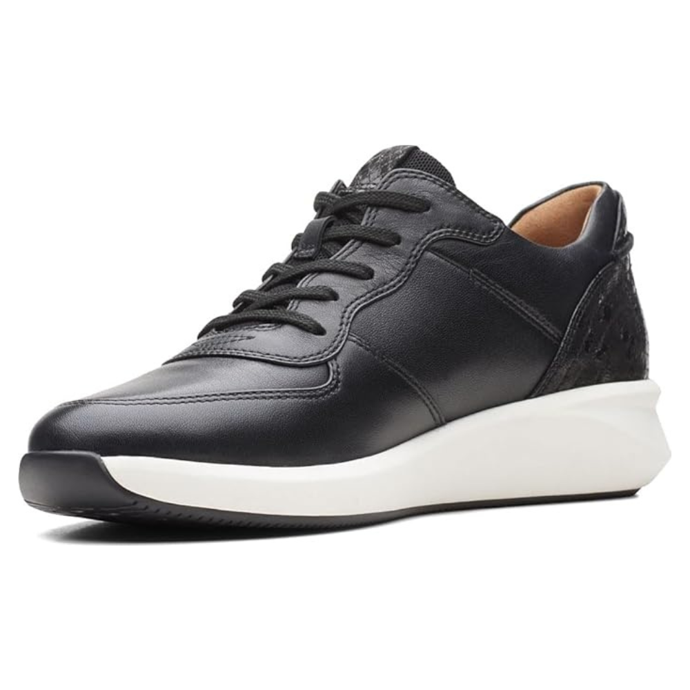 Clarks Un Rio Sprint Black Combi Leather Sneaker (Women's) | Mar-Lou ...